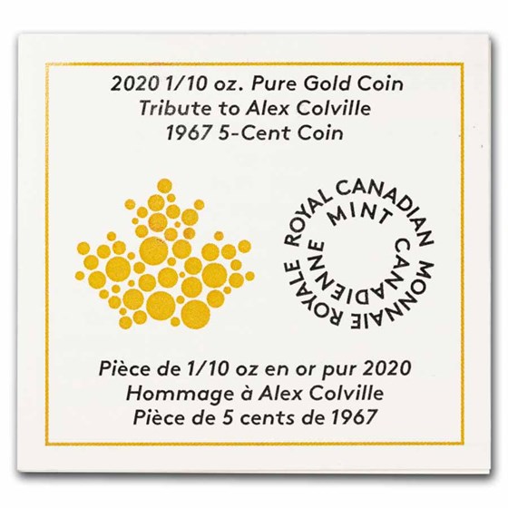 2020 RCM 1/10 oz Gold Alex Colville: 1967 5-Cent (No Box)