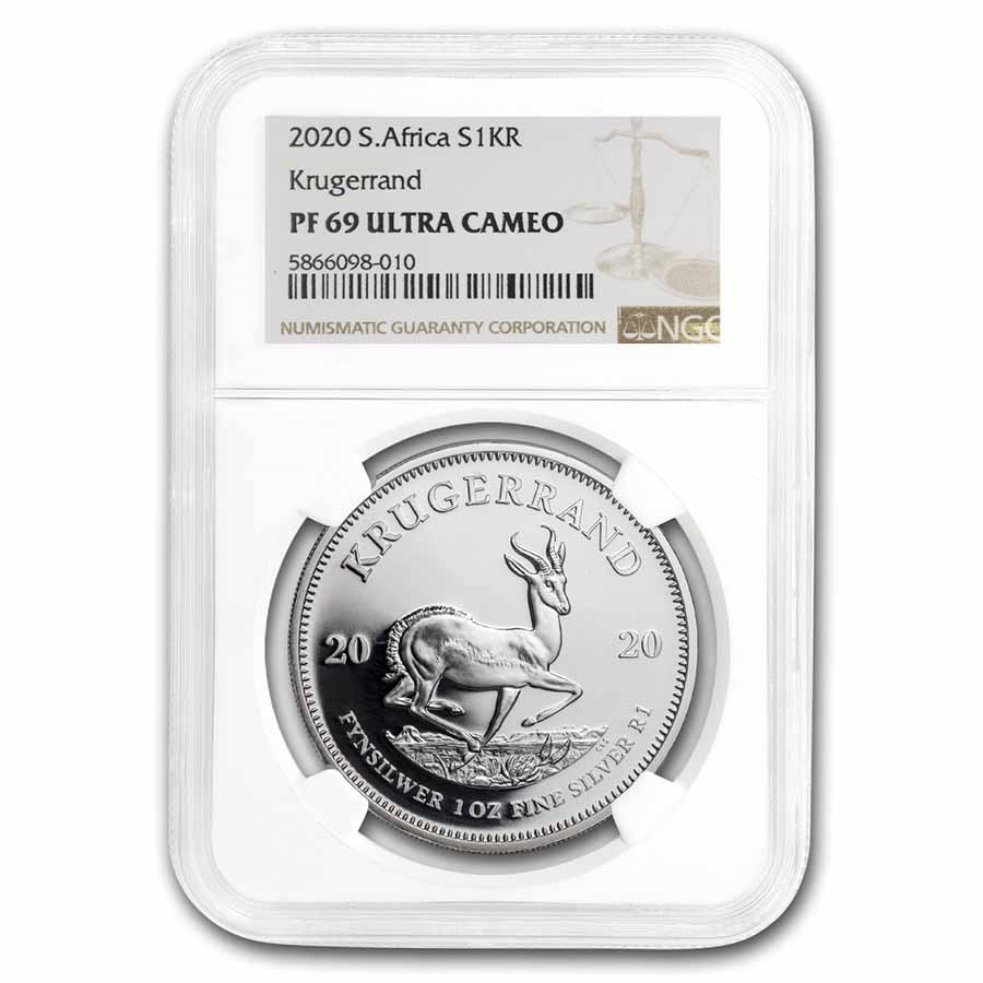 Buy 2020 South Africa 1 oz Silver Krugerrand PF-69 NGC | APMEX