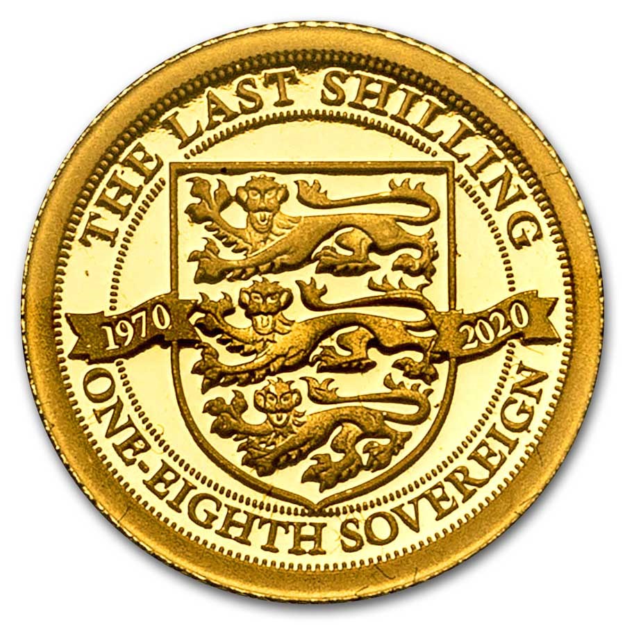 2020 Tristan Da Cunha 1/8 Gold Sovereign Pre-Decimal 50th Anniv.