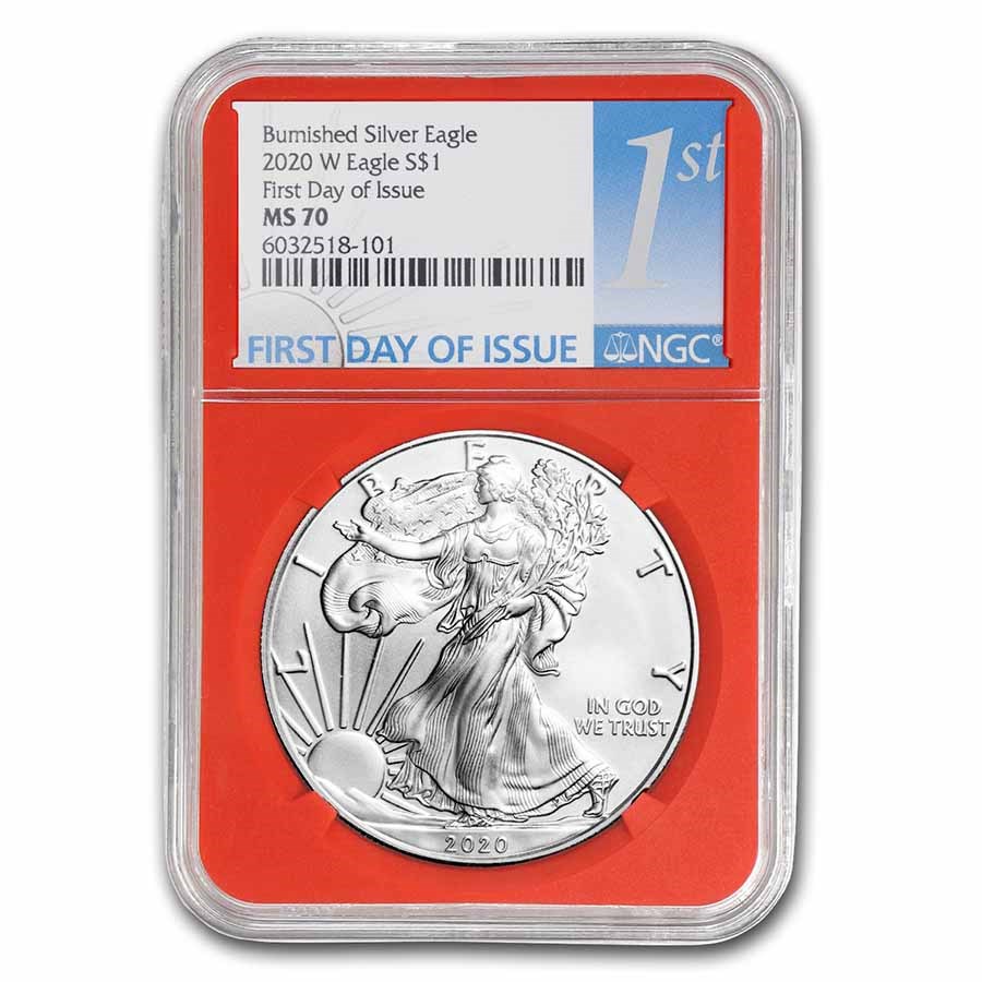 Buy 2020-W Burnished Silver Eagle MS-70 NGC (First Day of Issue) | APMEX