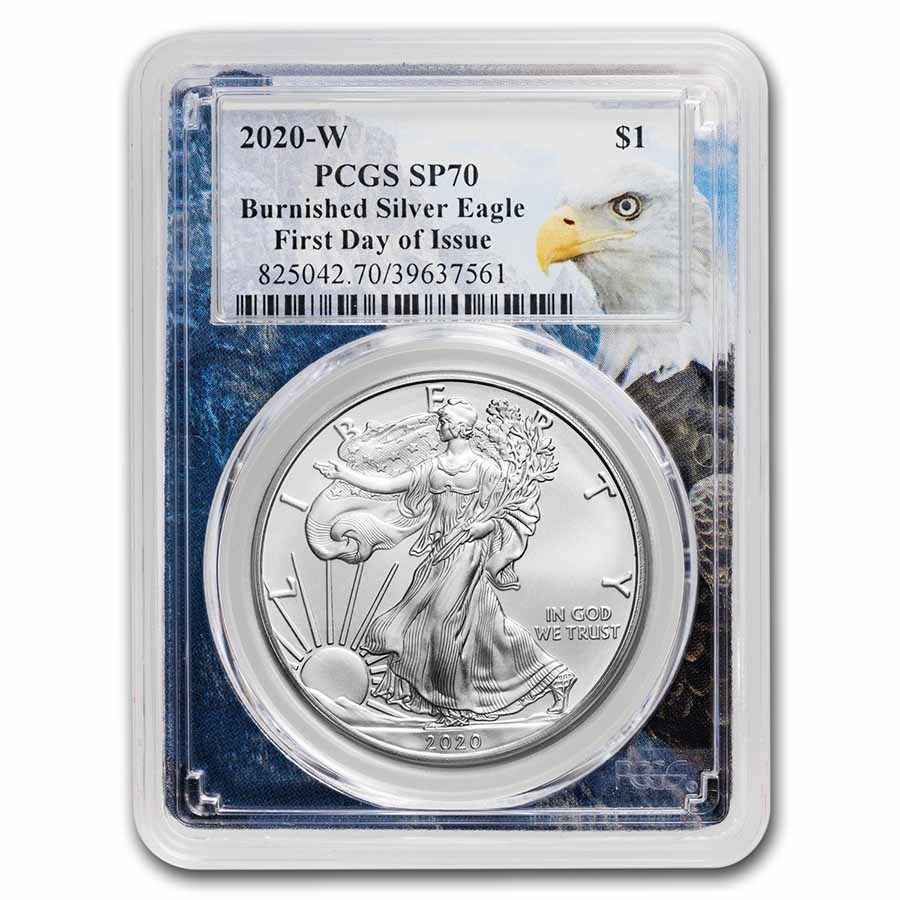 Buy 2020-W Burnished Silver Eagle SP-70 PCGS (FDI, Eagle Holder) | APMEX