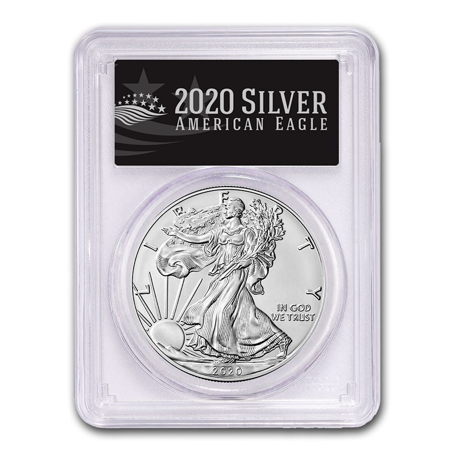 Buy 2020-W Burnished Silver Eagle SP-70 PCGS (First Day, Black Label) | APMEX