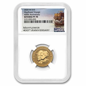 2020-W Gold $10 Mayflower 400th Anniv Reverse PF-70 NGC