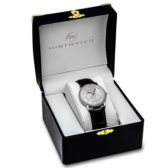 Buy 2021 1/10 oz Silver Walking Liberty Leather Band Watch | APMEX