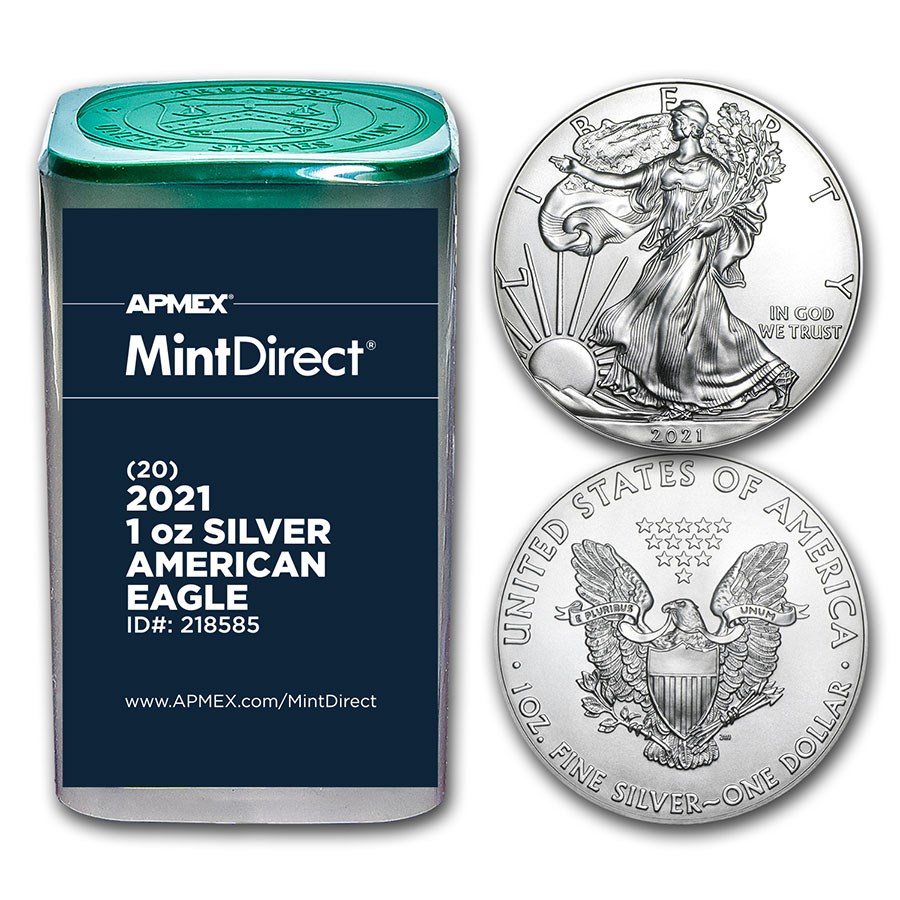 Buy 2021 20 Coin Tube 1 oz Silver Eagles MintDirect | APMEX
