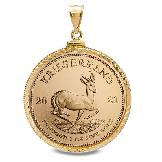 Buy 2021 1 oz Gold Krugerrand Pendant (Diamond-Screw Top Bezel) | APMEX