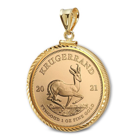 Buy 2021 1 oz Gold Krugerrand Pendant (Diamond-Screw Top Bezel) | APMEX