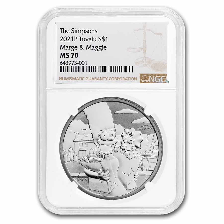 Buy 2021 1 oz Silver The Simpsons: Marge and Maggie MS-70 NGC | APMEX