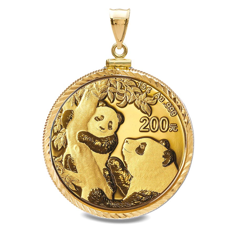 Buy 2021 15 gram Gold Panda Pendant (Diamond-Cut Screw Top Bezel) | APMEX