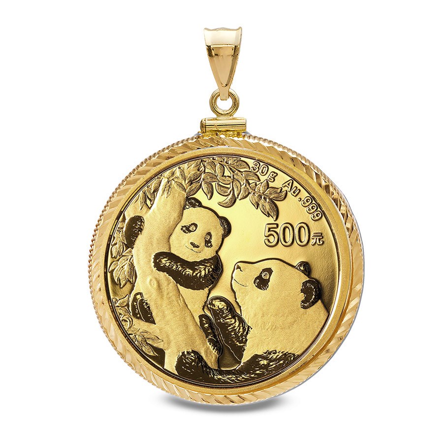 Buy 2021 30 gram Gold Panda Pendant (Diamond-Cut Screw Top Bezel) | APMEX