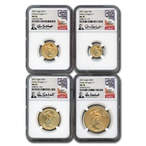 2021 4-Coin American Gold Eagle Coin Set T 1 MS-70 NGC (Everhart)