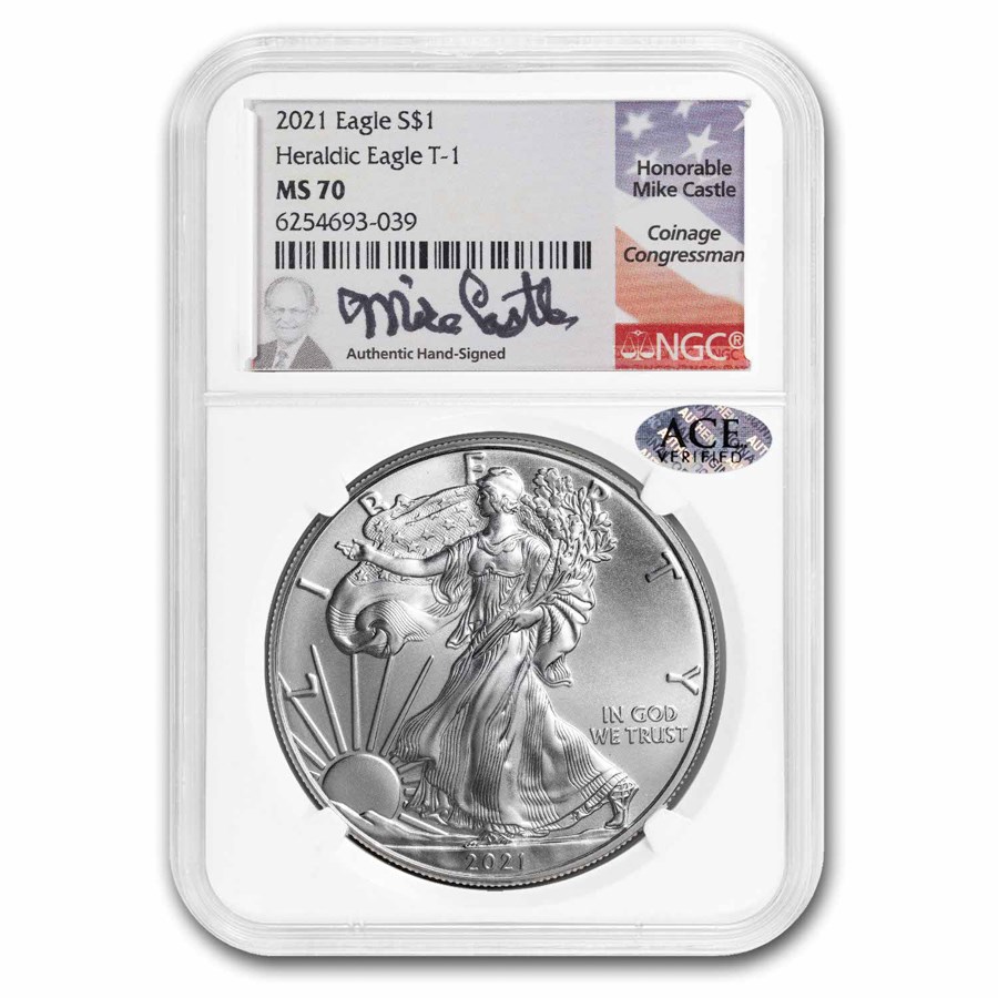 Buy 2021 American Silver Eagle (Type 1) MS-70 NGC (Castle) | APMEX
