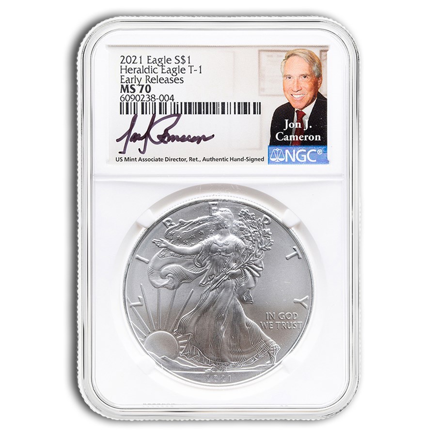 2021 American Silver Eagle (Type 1) MS-70 NGC (ER, Cameron)