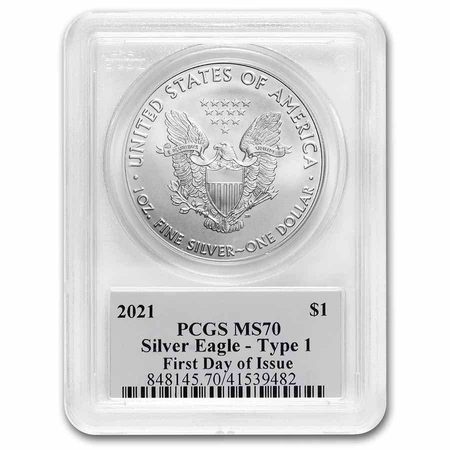 Buy 2021 American Silver Eagle (Type 1) MS-70 PCGS (FDI, Rogers) | APMEX