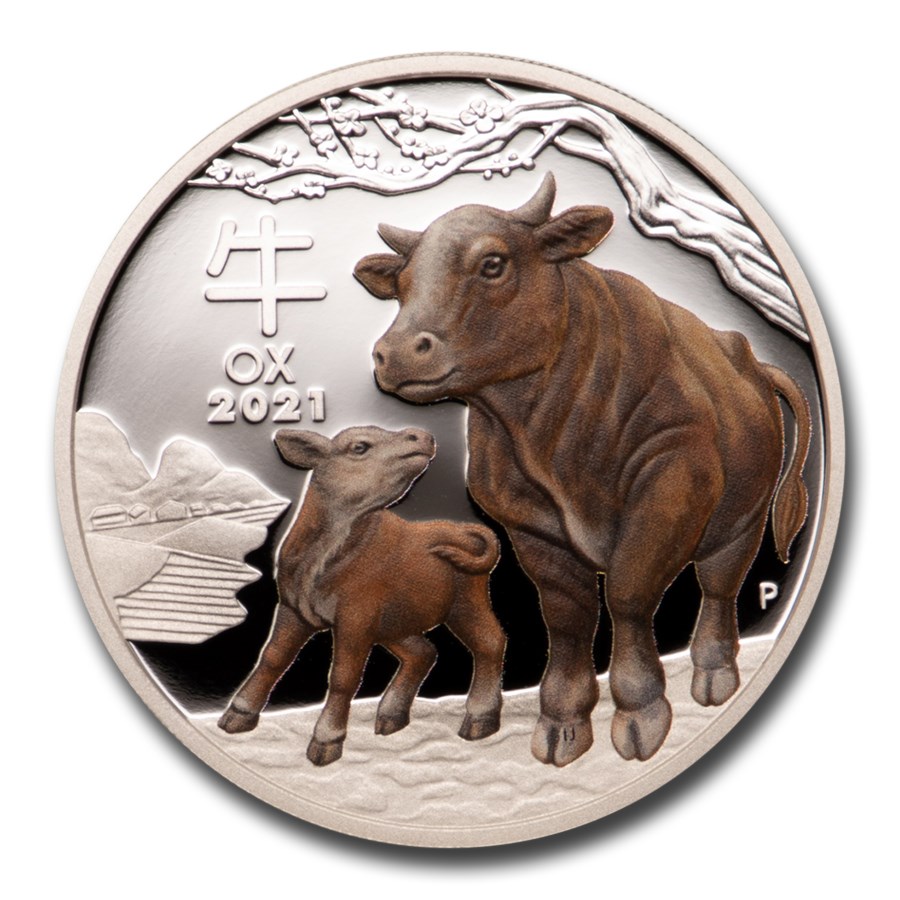 Buy 2021 AUS 1 oz Silver Lunar Ox Proof Colorized (w/box & COA) | APMEX