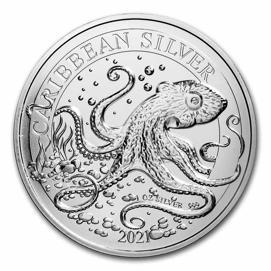 Buy 2021 Barbados 1 oz Silver Caribbean Octopus (Abrasions) | APMEX