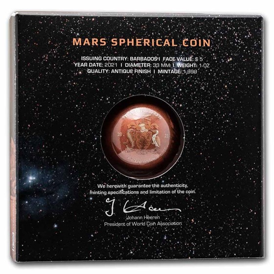 Buy 2021 Barbados 1 oz Silver Mars Red Sphere Coin | APMEX