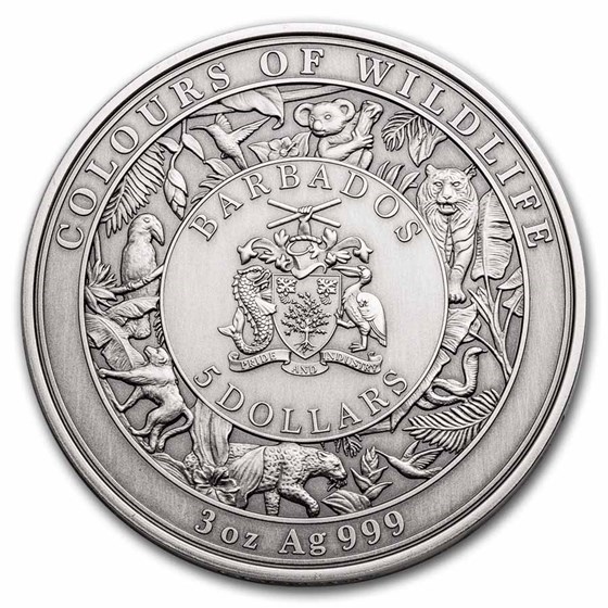 Buy 2021 Barbados 3 oz Silver Colors of Wildlife: Tiger | APMEX