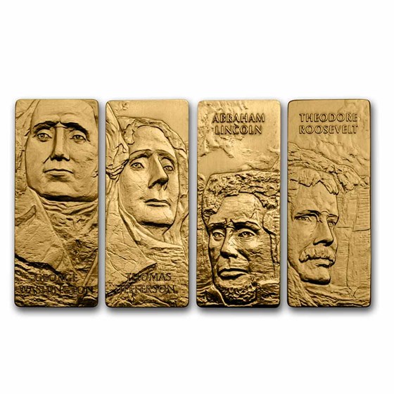 Buy 2021 Barbados 4 oz Silver Mount Rushmore 4-Coin Set Gold Gilt | APMEX