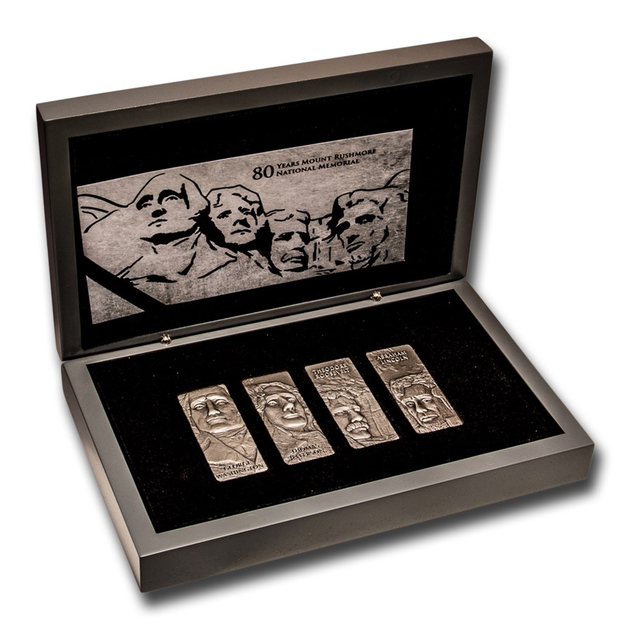 Buy 2021 Barbados 4 oz Silver Mount Rushmore 4-Coin Set | APMEX
