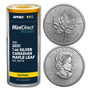 Buy 2021 CAN Silver Maple Leaf (25-Coin MD® Premier Tube + PCGS FS) | APMEX