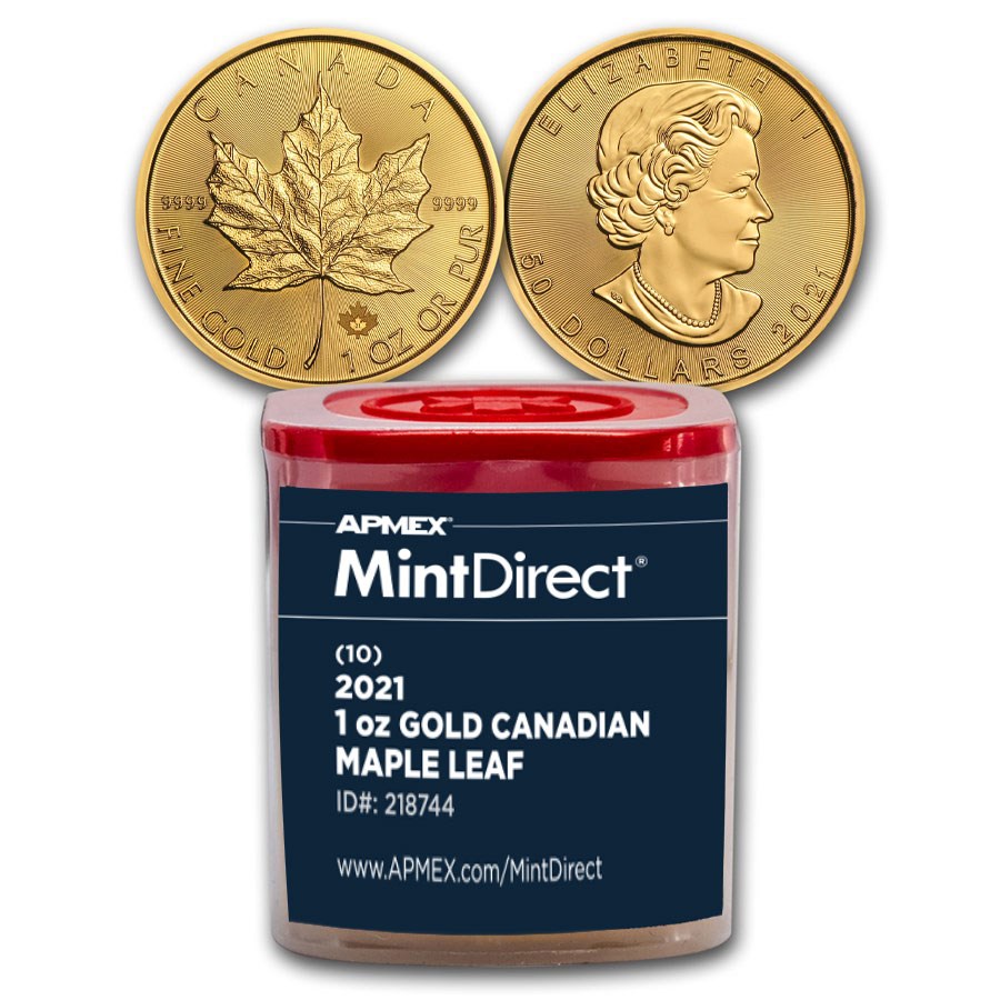 Buy 2021 Canadian 1 oz Gold Maple Leaf 10-Coin Tube | APMEX