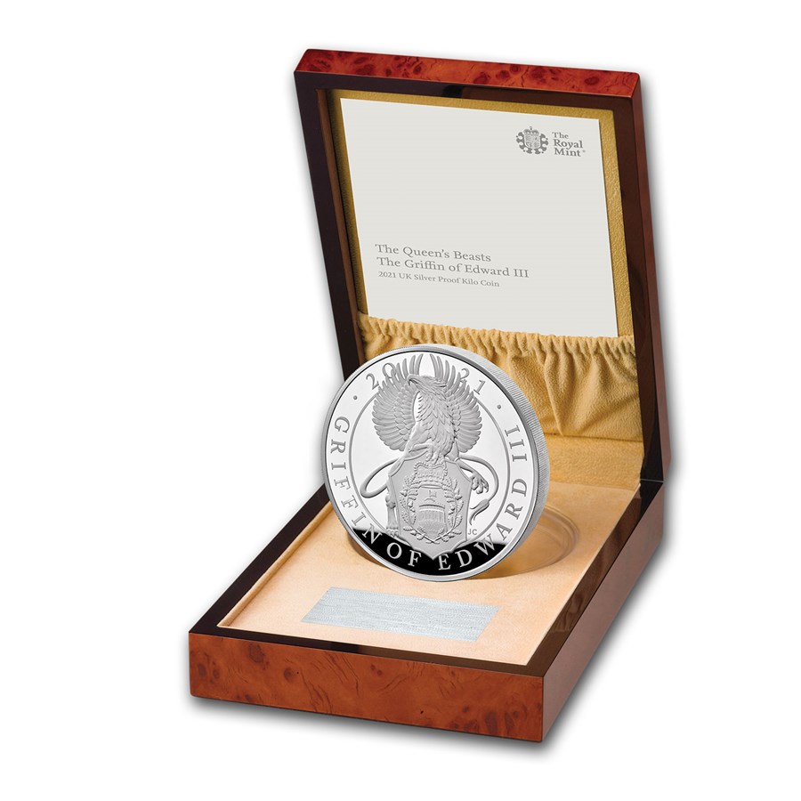 Buy 2021 GB 1 kilo Silver Queen's Beast Griffin Proof (w/Box, COA) | APMEX