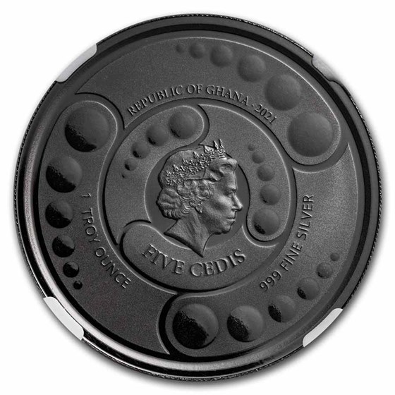 Buy 2021 Ghana 1 oz Silver $5 Space Alien Colorized Rhodium PF-70 NGC ...