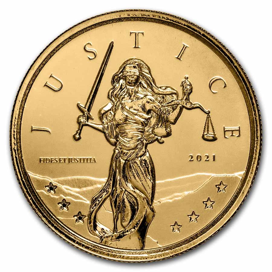 Buy 2021 Gibraltar 1 oz Gold Lady Justice BU | APMEX