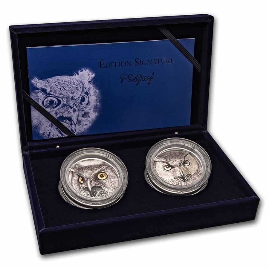 Buy 2021 Ivory Coast 10 oz Silver Edition Signature Owl 2-Coin Set | APMEX
