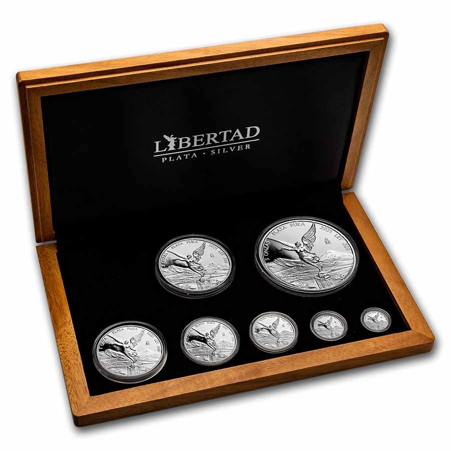 Buy 7-Coin 2021 Mexican Silver Libertad Proof Set (8.9 oz, Wood Box ...