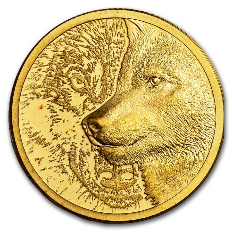 2021 Mongolia 1/10 oz Gold Proof Mystic Wolf (No COA)