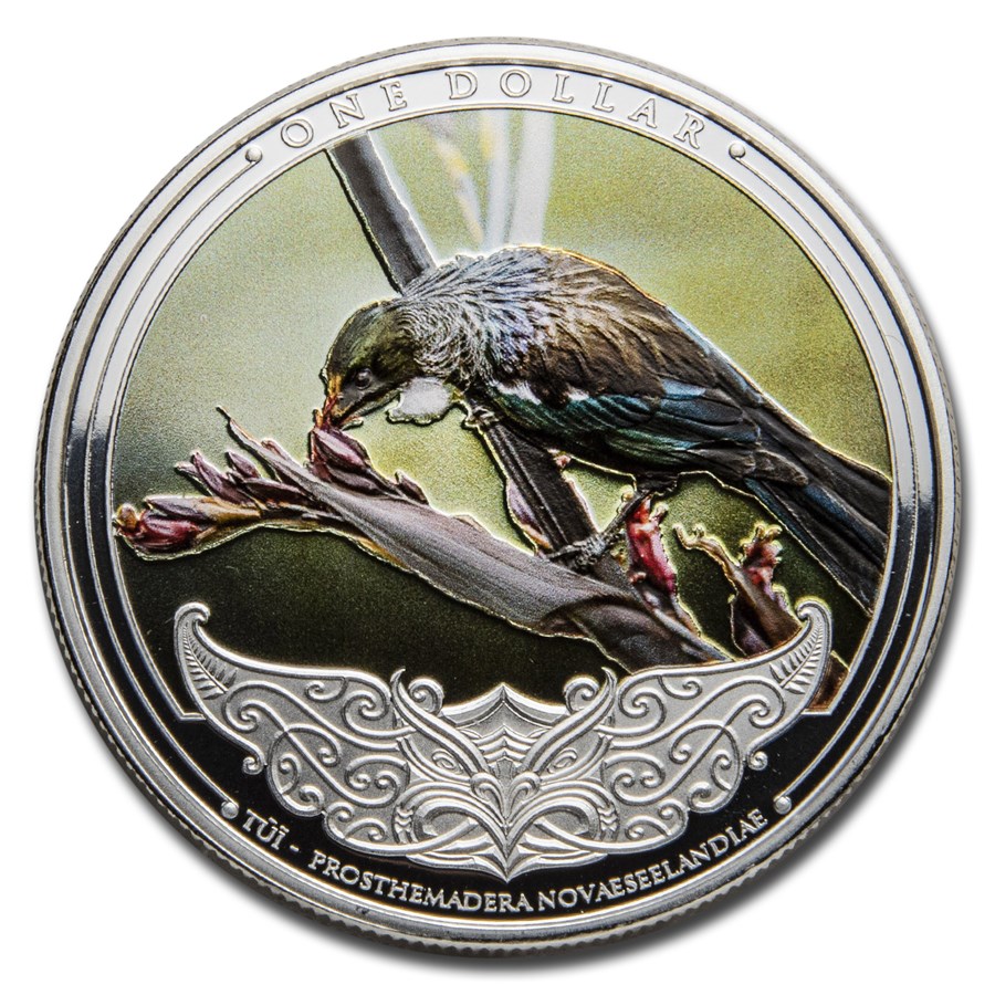 Buy 2021 New Zealand 1 oz Silver Tui Proof w/Color (Box & COA) | APMEX