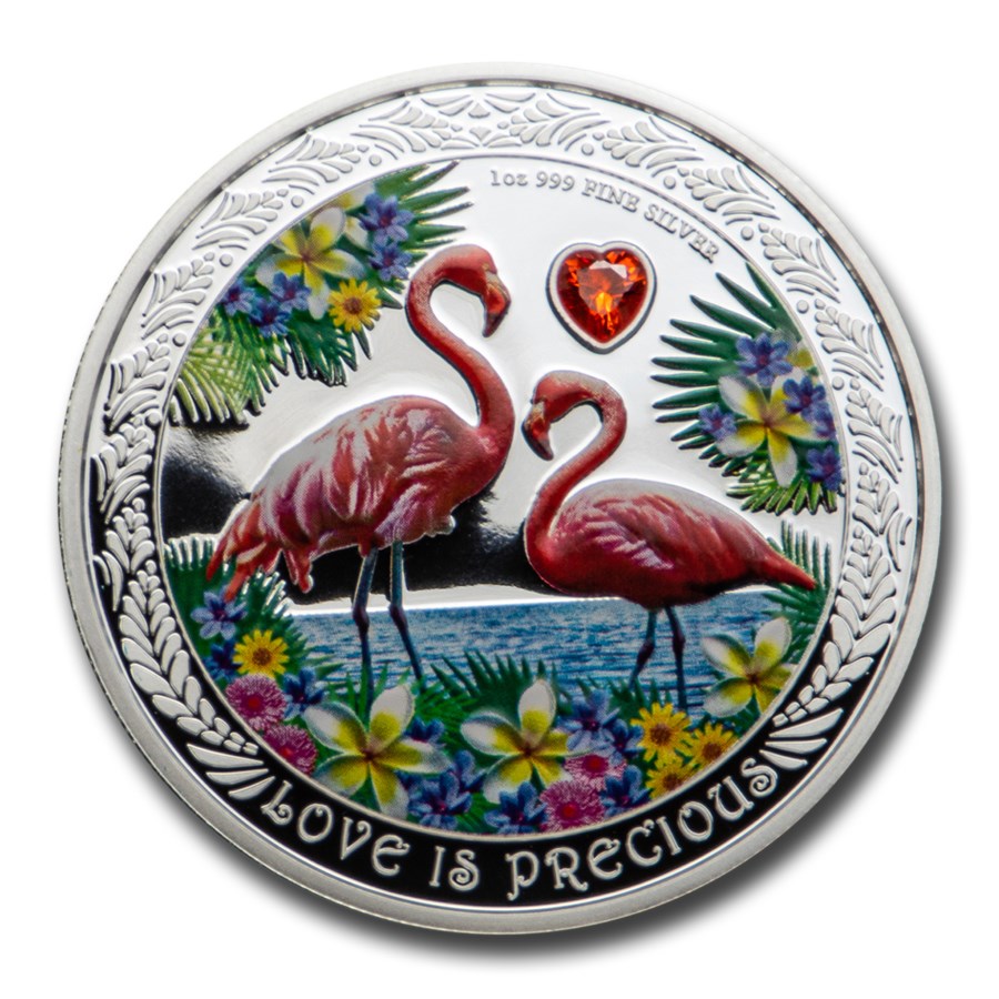 Buy 2021 Niue 1 oz Silver $2 Love is Precious Flamingos Proof | APMEX
