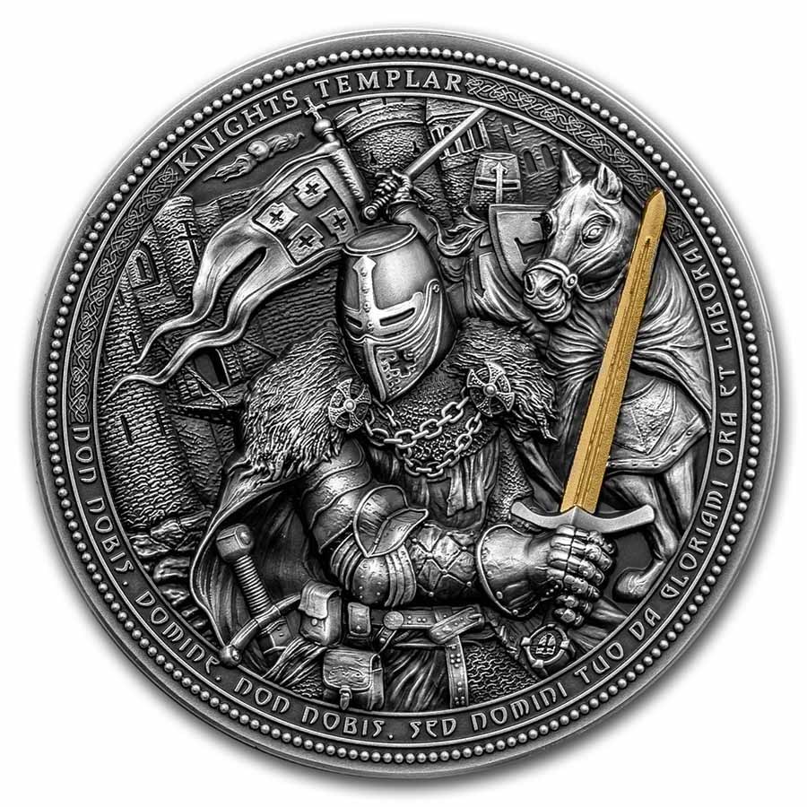 Buy 2021 Niue 2 oz Antique Silver Assassins: Knights Templar | APMEX