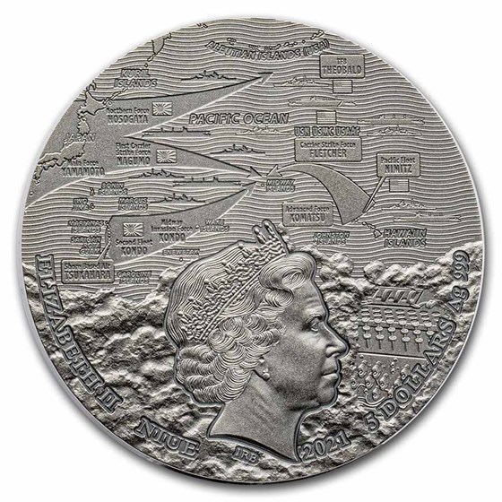 Buy 2021 Niue 2 oz Antique Silver Sea Battles; The Battle of Midway | APMEX