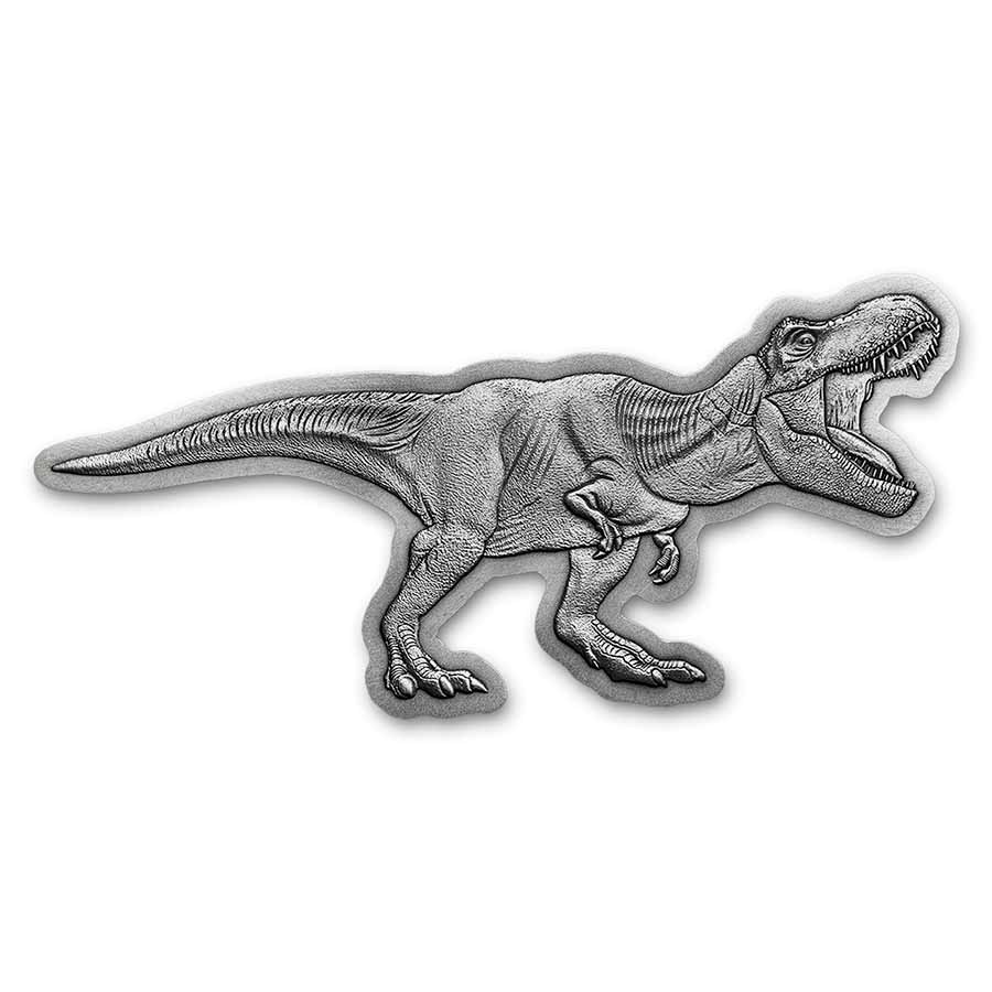 Buy 2021 NU 2 oz Ag $5 Juras World T-Rex Shaped Coin | APMEX