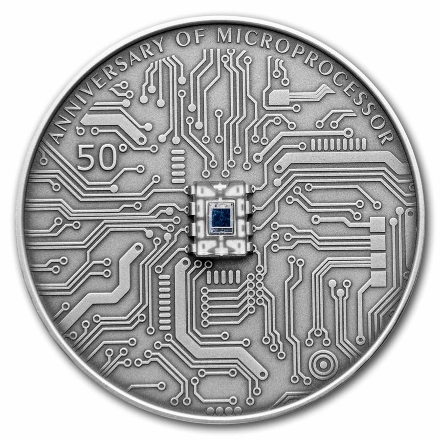 Buy 2021 Niue 2 oz Silver Antique Microchip 50th Anniversary Coin | APMEX