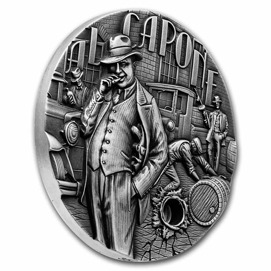 Buy 2021 Niue 2 oz Silver Antique The Gangsters: Al Capone | APMEX