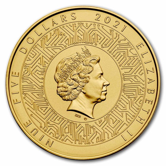 Buy 2021 Niue 2 oz Silver Microchip 50th Anniversary (Gold Gilded) | APMEX