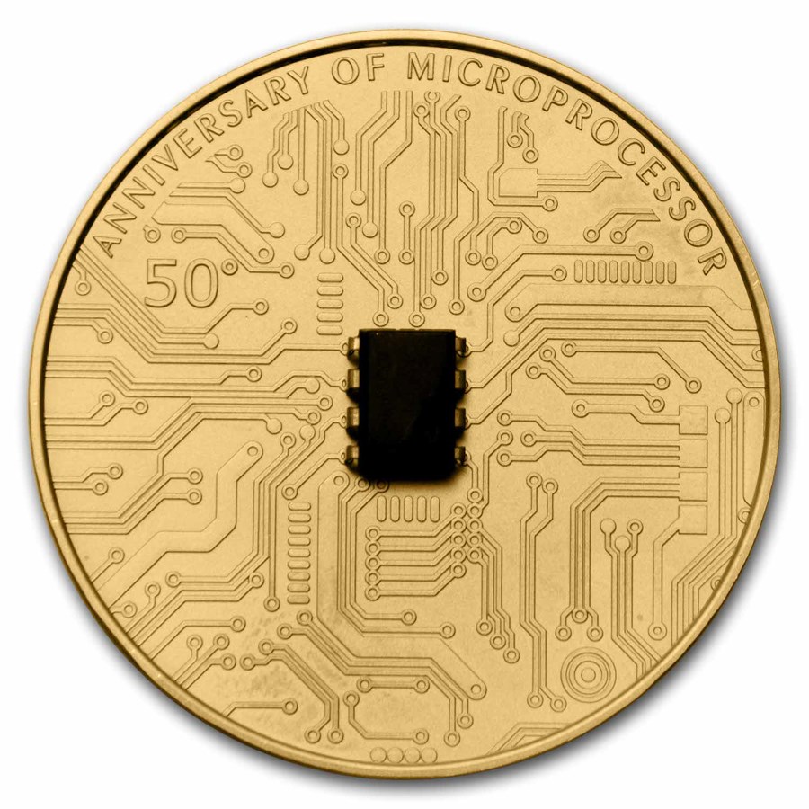 Buy 2021 Niue 2 oz Silver Microchip 50th Anniversary (Gold Gilded) | APMEX