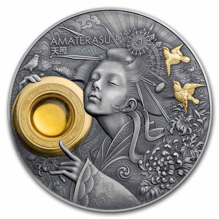 Buy 2021 Niue 3 oz Antique Silver Divine Faces of the Sun: Amaterasu ...