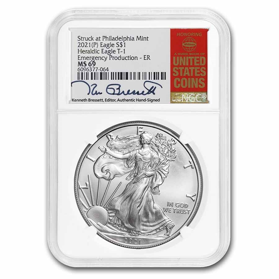 Buy 2021 (P) American Silver Eagle (Type 1) MS-69 NGC (Bressett) | APMEX