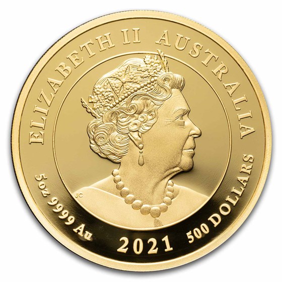 2021-P AUS 5 oz Gold Mythical Creatures Unicorn PF (Coin Only)