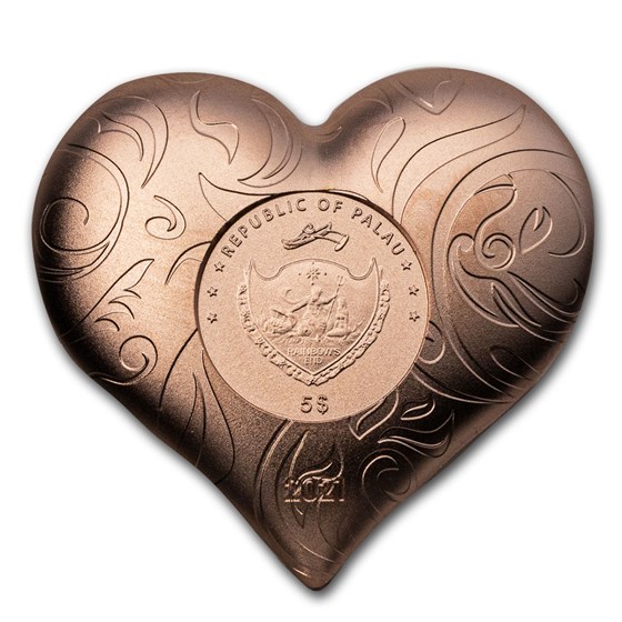 Buy 2021 Palau 1 oz Silver Gold Gilded Heart Shaped Coin | APMEX