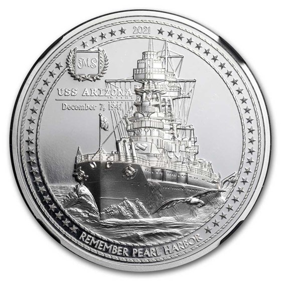 2021 Palau 1 oz Silver USS Arizona 80th Anniversary PF-70