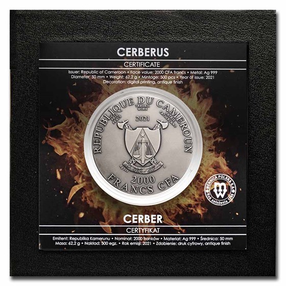 Buy 2021 CMRN 2 oz Ag Mythical Creatures Cerberus | APMEX