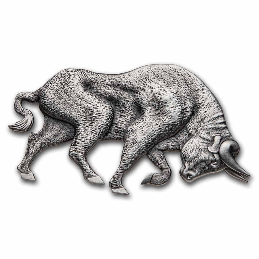 Buy 2021 Republic of Chad 1 oz Antique Silver Bull Shaped Coin | APMEX