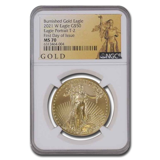 Buy 2021 W 1 oz Burnished Gold Eagle MS-70 NGC | APMEX