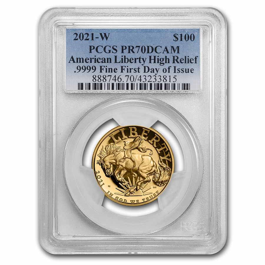 Buy 2021-W 1 oz HR American Liberty Gold PR-70 PCGS (FDI) | APMEX